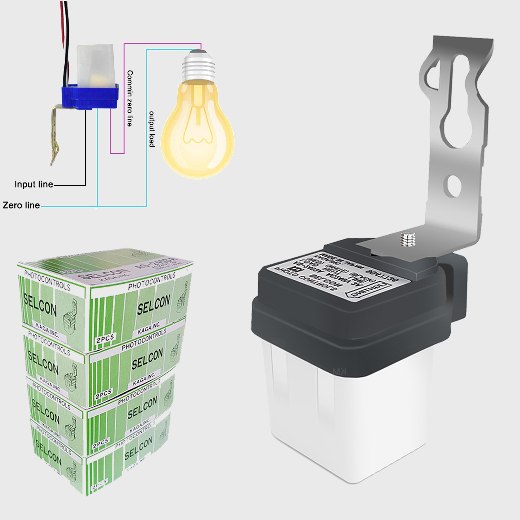 3H Selcon Suis Photocell 3A/6A/10A Automatik Siang/Malam Photocell ...