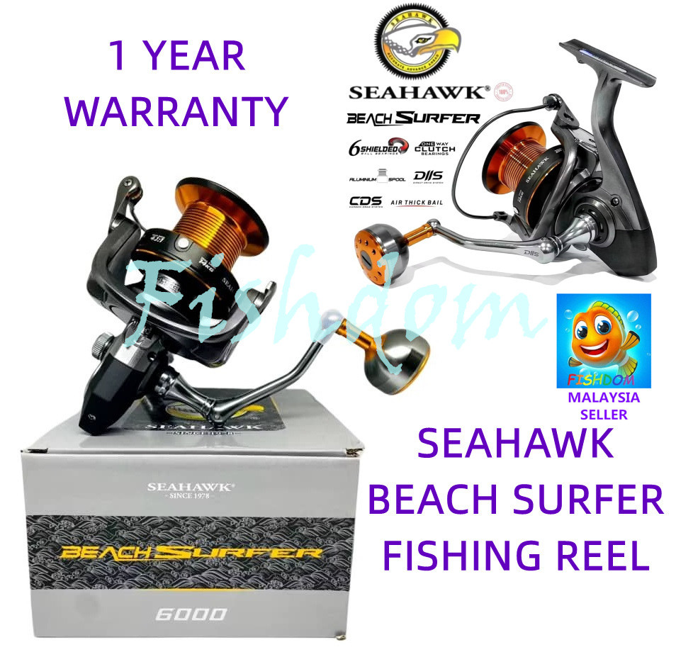 FISHDOM 2024 SEAHAWK BEACH SURFER 6000 FISHING REEL | Shopee Malaysia