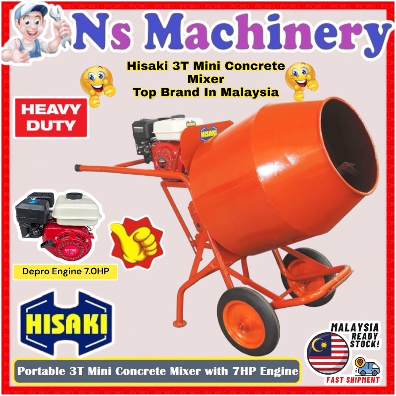 Hisaki/Toku Concrete Mini Mixer YMM350 C/W Depro Engine/Hisaki 3T Mini ...