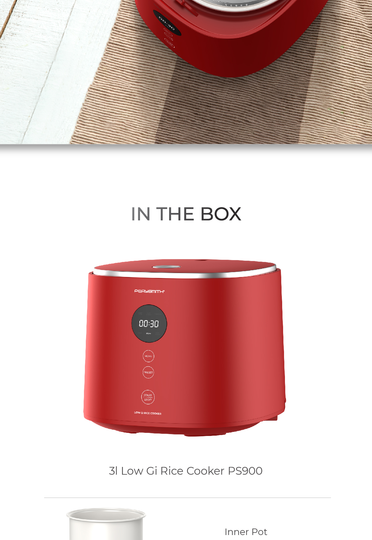 PerySmith Low GI Rice Cooker Easy Cooking Series (3L) PS900 | Shopee ...