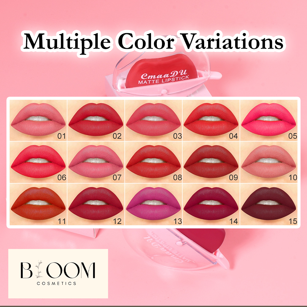 15 Colors cmaadu Long Lasting Matte Lipstick Mouth Shape Lipstick ...