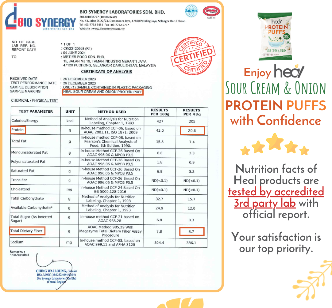 Heal Protein Puffs Tomyum / Sour Cream Bundle of 6 - Snek Sihat, Tinggi ...