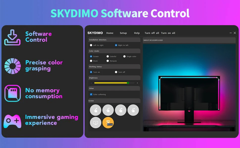 Skydimo Smart Ambient PC Gaming Lighting Display Monitor Sync LED Strip ...