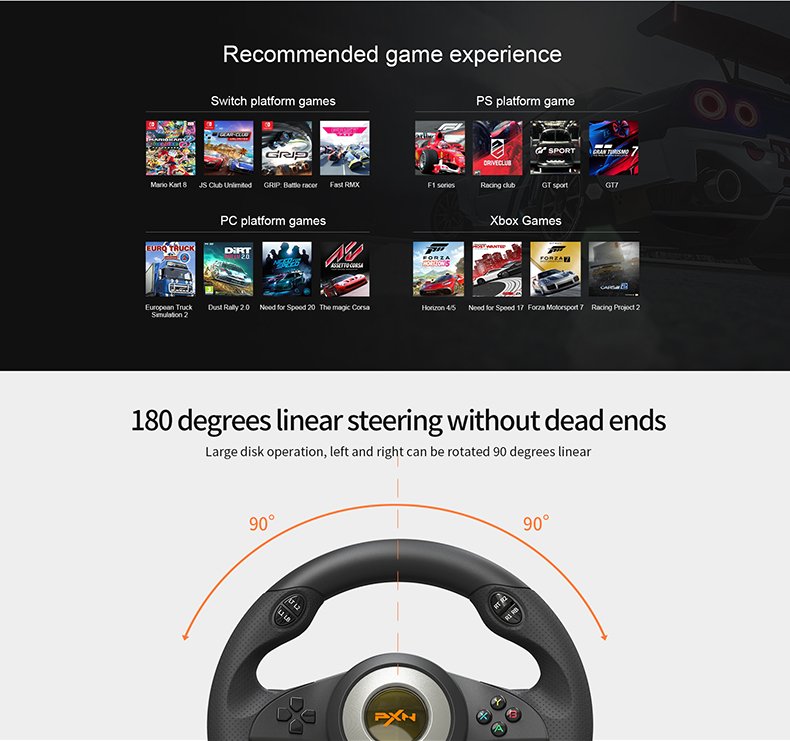 PXN V3II Racing Wheel, Steering Wheel With Racing Paddles For PC, PS4 ...