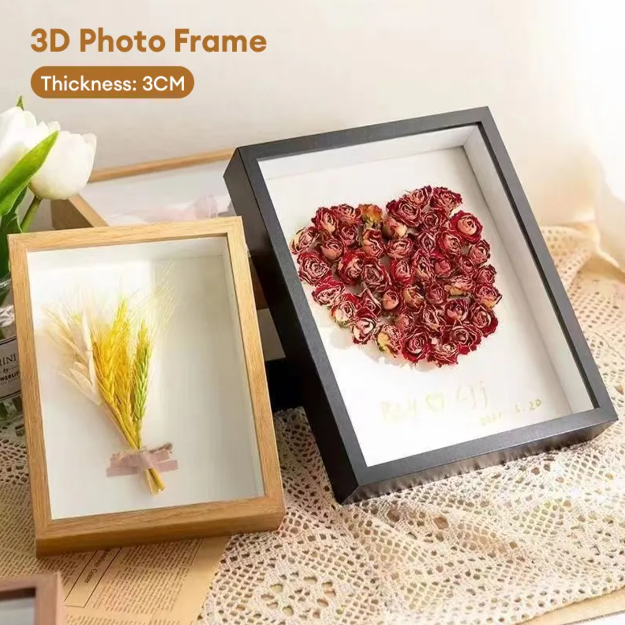 3D FRAME 3CM DEPTH HOLLOW FRAME DIY HANCRAFT DECORATION DRIED FLOWER ...