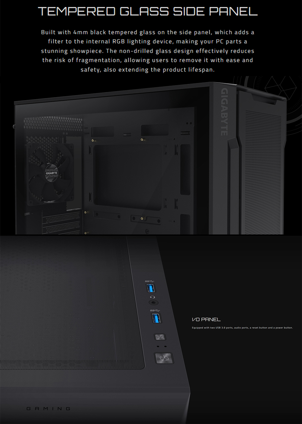Gigabyte C102 Glass Micro-ATX Mid Tower PC Case Desktop Casing Tempered ...