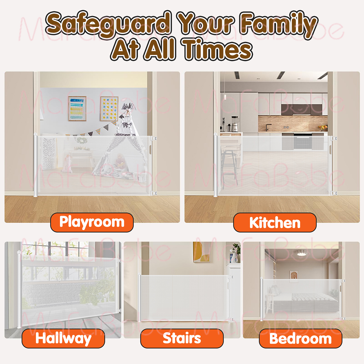 Mafababe Retractable Baby Gate Pagar Baby Safety Gate For Stairs Pagar ...