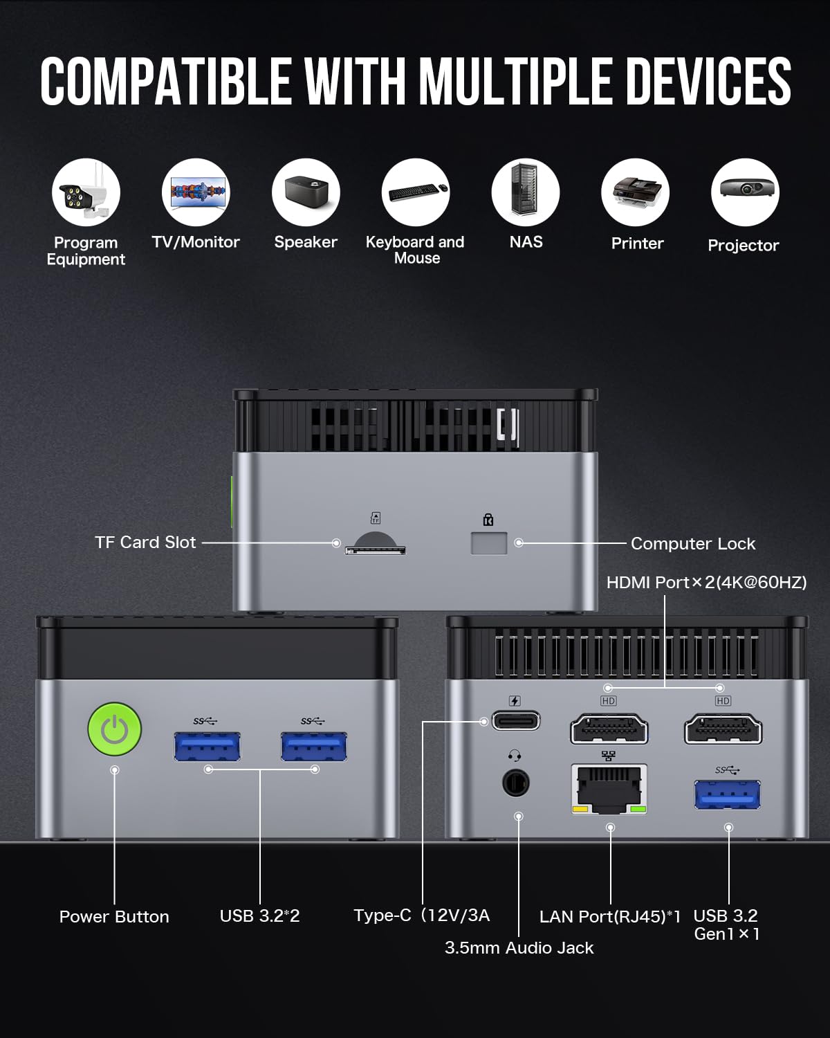 GMKtec G3 Intel 12th N100 MINI PC Windows11Pro G5 N97 DDR5 12GB 1TB SSD ...