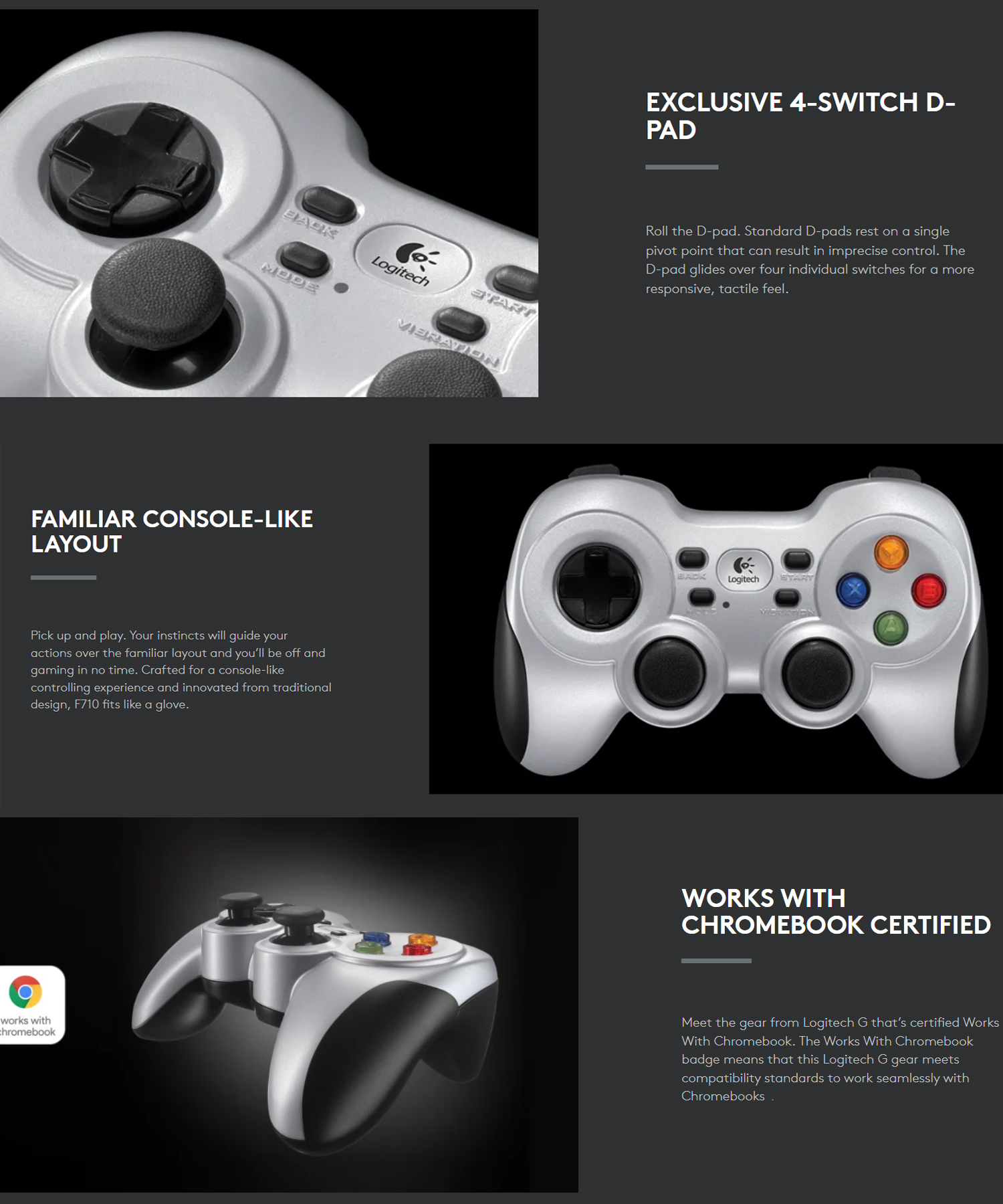 Logitech F710 Wireless Controller Gamepad with Four-Switch D-Pad | 2 ...