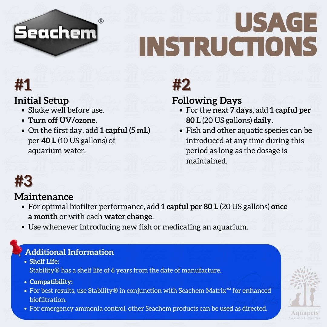 Seachem Stability New tank stabilization beneficial bacteria Nitrifying Bacteria - 50ml/100ml ...