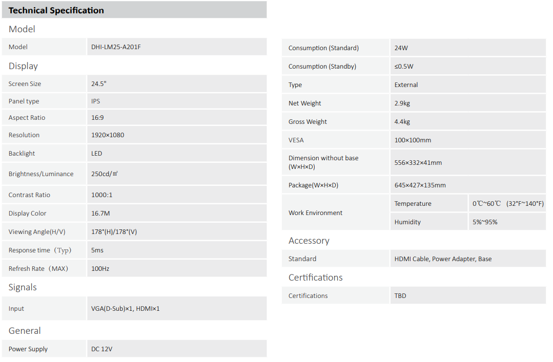 Dahua LM25-A201F IPS 24.5" FHD 100Hz Monitor (HDMI & VGA) | Shopee Malaysia
