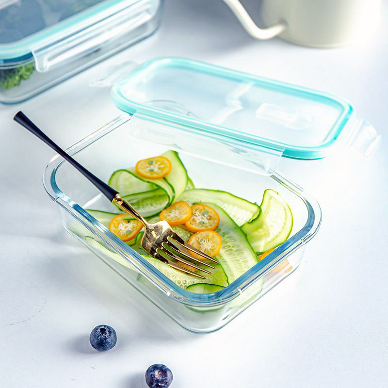 Airtight Lunch Box Resistant Glass Microwave Bekas Kaca Makanan Tahan ...
