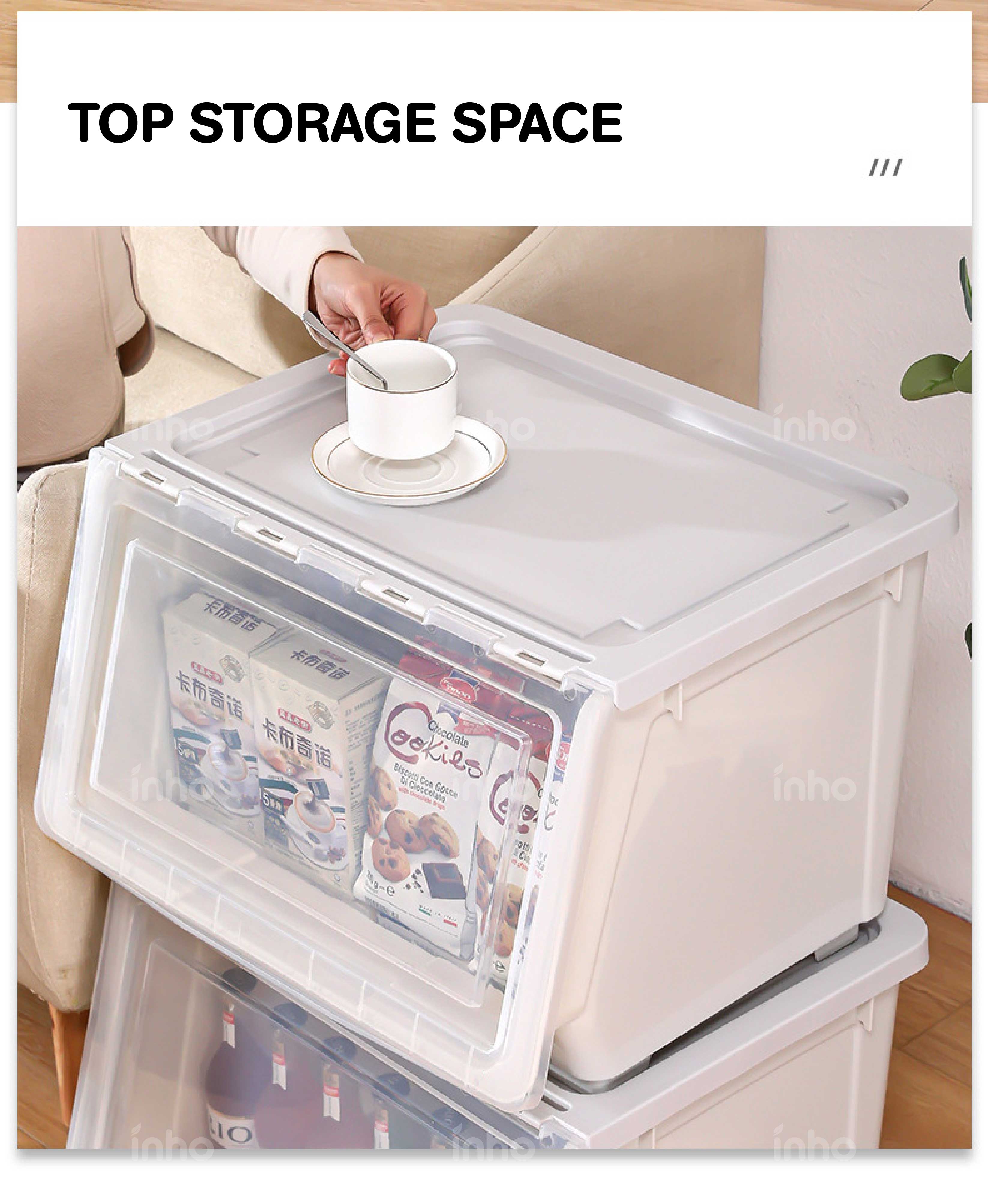 INHO 34/38/56L Multipurpose Stackable Movable Container Storage Box ...