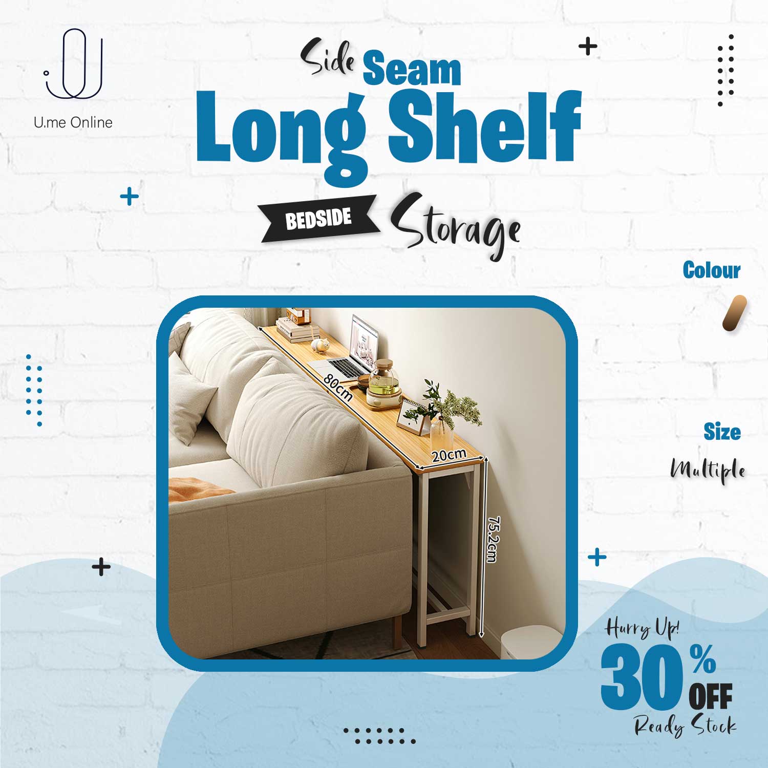 U.me Living Room Sofa Rear Shelf Wall Long Strip Rack Multi-Layer ...