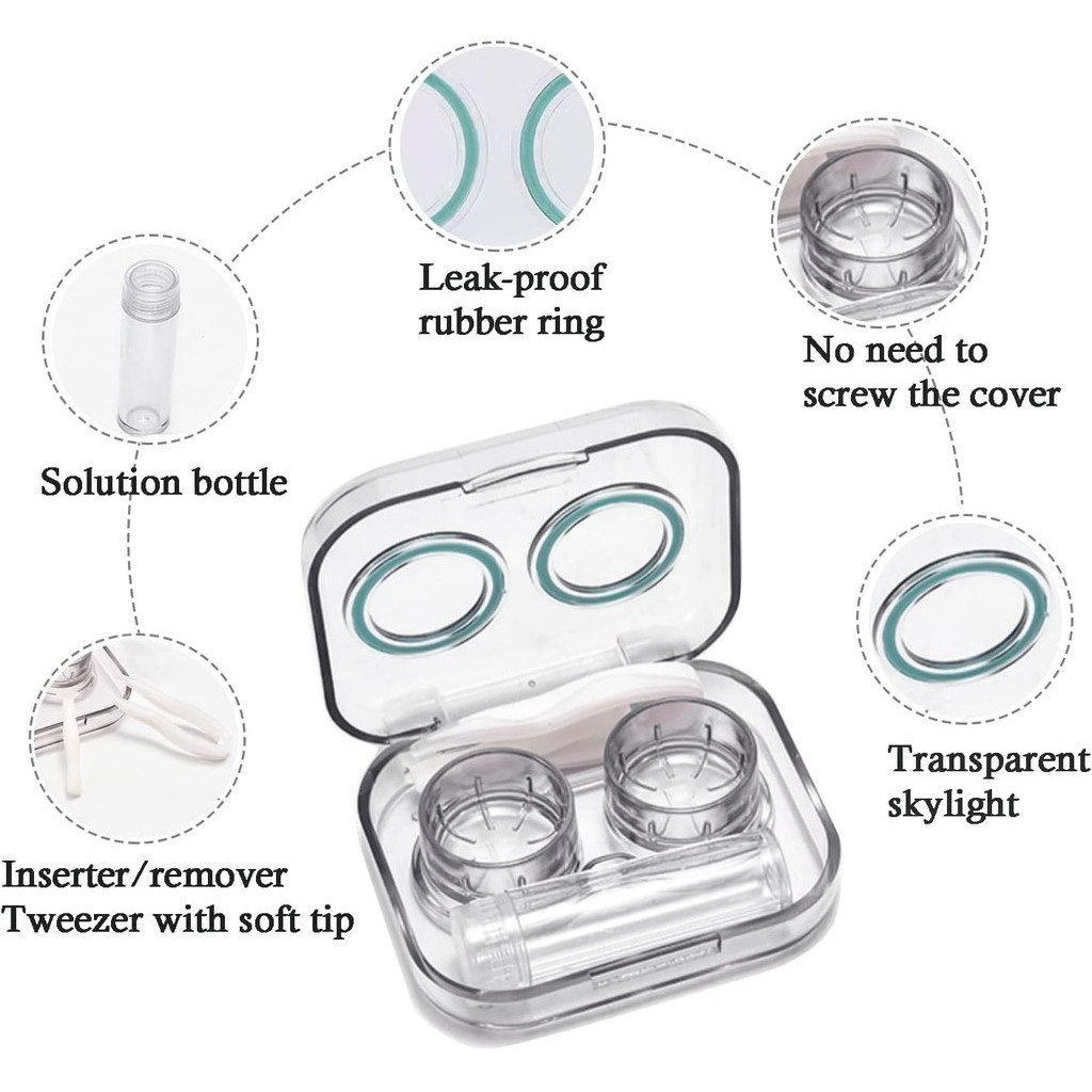 Contact Lenses Case Transparent Tweezers Suction Stick Container Travel ...