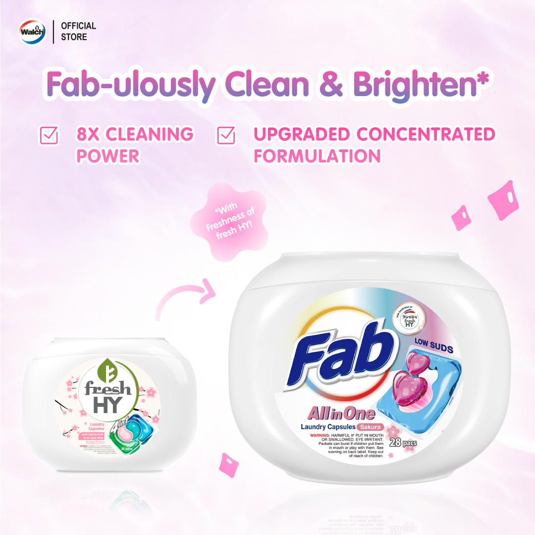 Fab All in One LOW SUDS Laundry Capsules Sakura (10ml x 28pcs) | Shopee ...