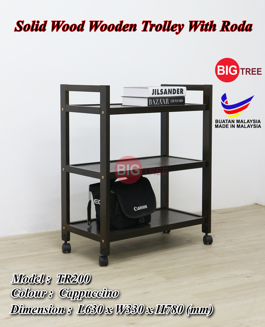 Big Tree Wooden Kitchen Trolley / Solid Wood Trolley / Trolley Kayu ...