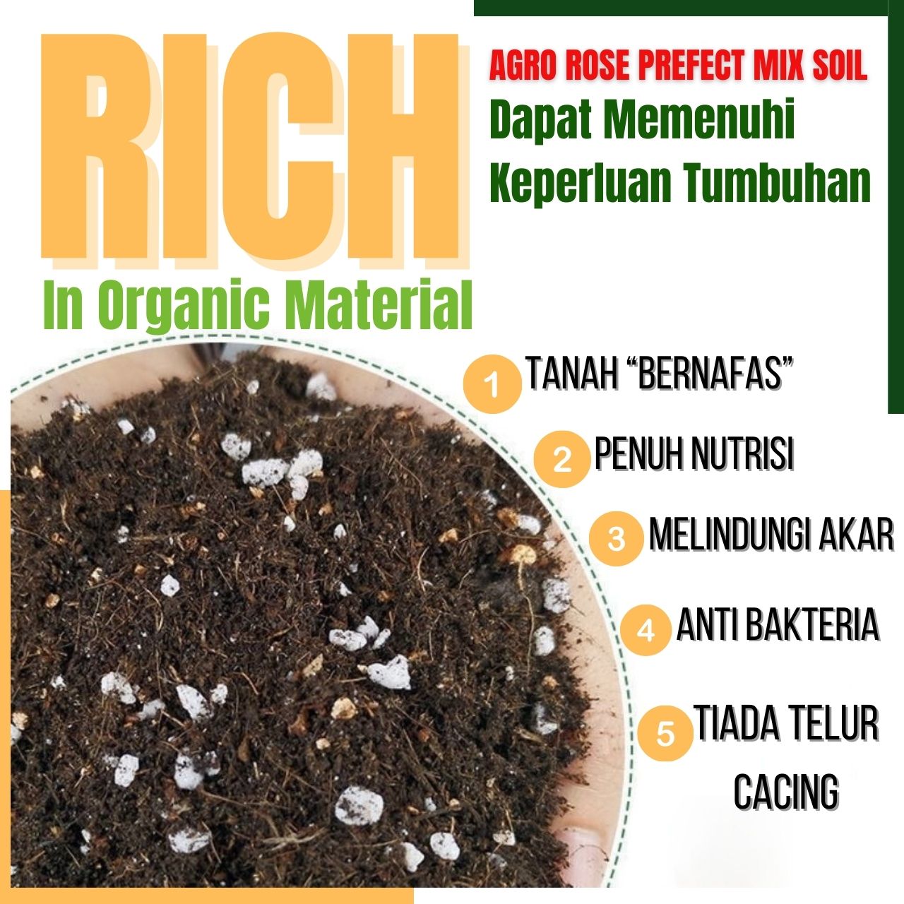 Agro Rose Potting Mix 7L Tanah Organik Pokok Bunga Ros Special Untuk ...