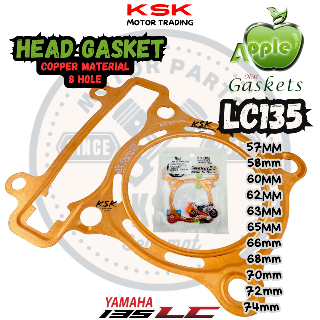 APPLE HEAD & BLOCK GASKET 8HOLE COPPER SPONGECOAT MATERIAL LC135 Y15ZR ...