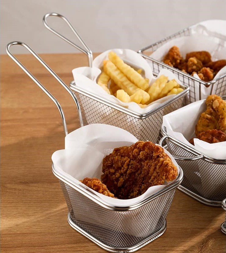 French Fries Basket Stainless Steel Frying Net Strainer Mini Mesh Fryer ...