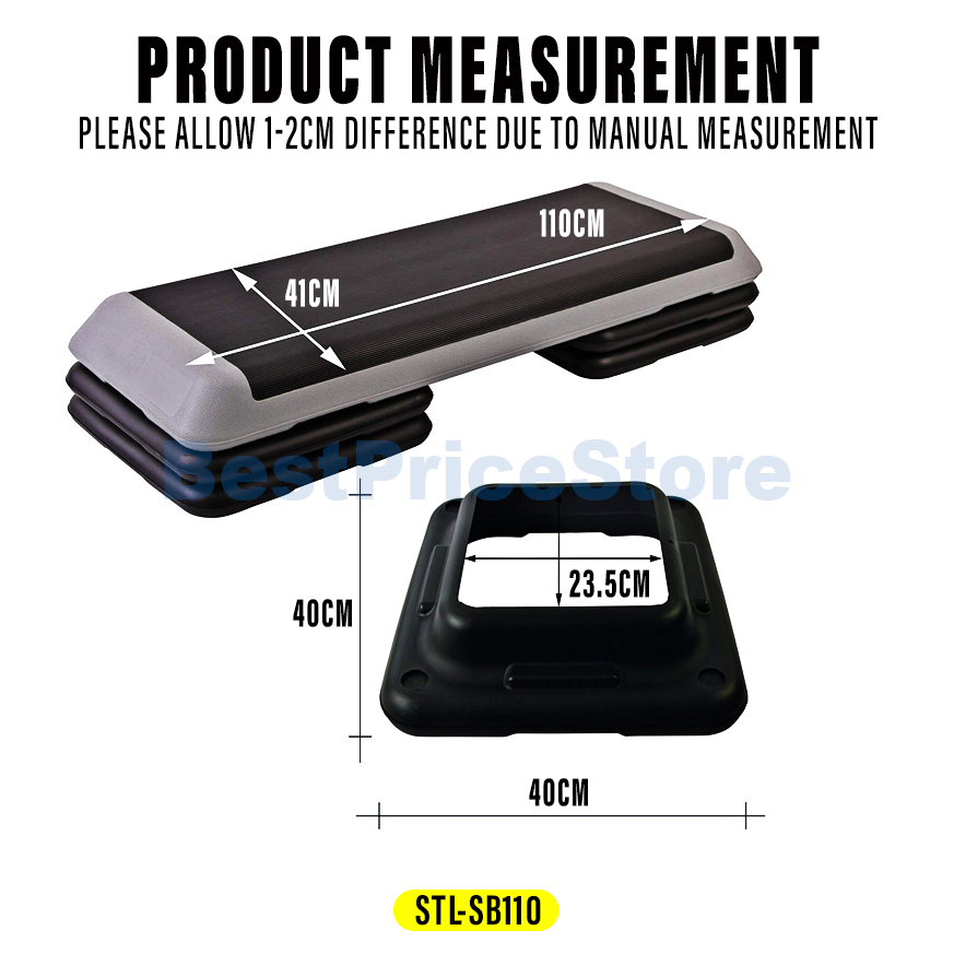 BPS Heavy Duty 43” 110cm Adjustable Aerobic Step Board Wide Stepper ...