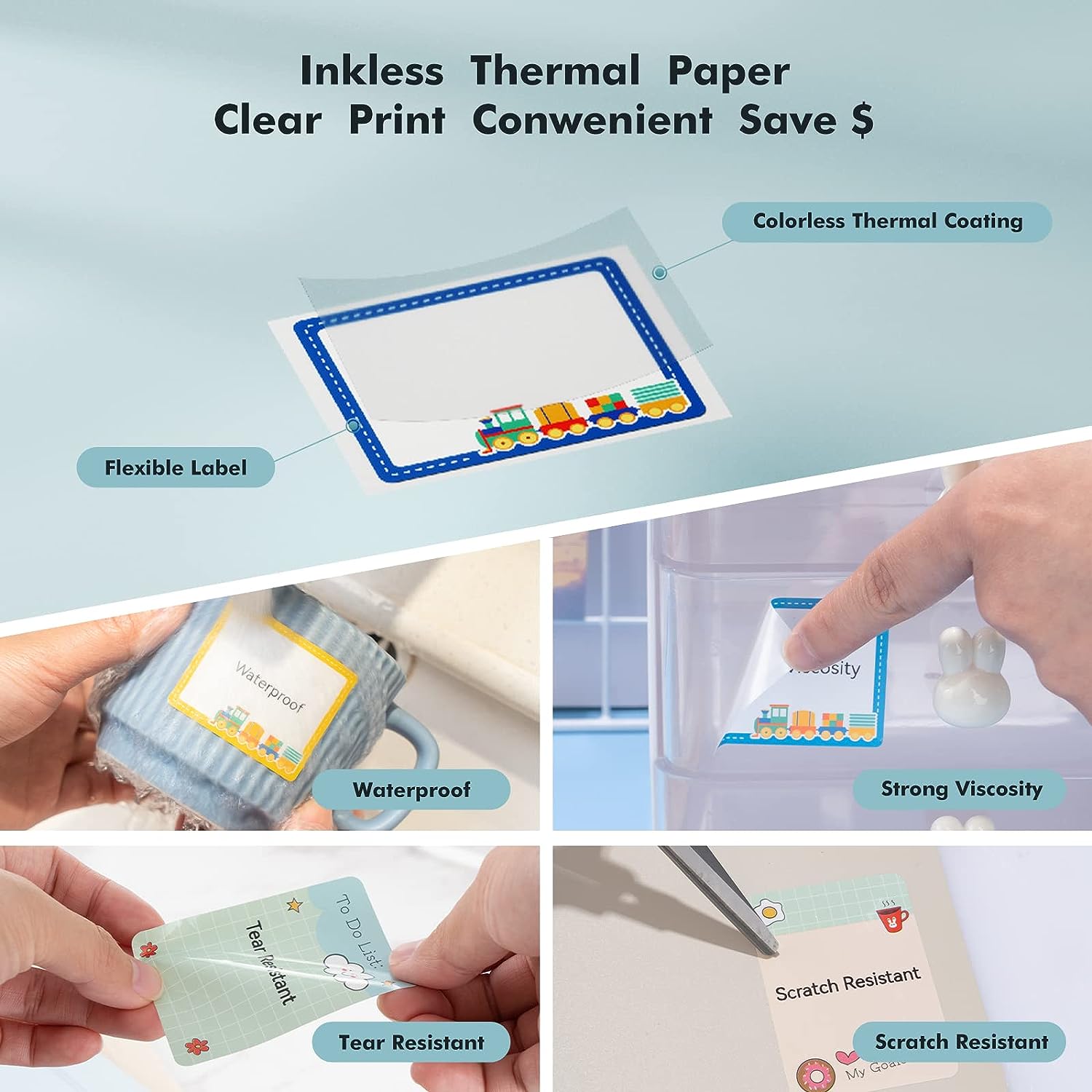 NIIMBOT B21 B3S B1 Color Label Printing Paper Thermal Label Paper Three Proof Thermal Paper ...