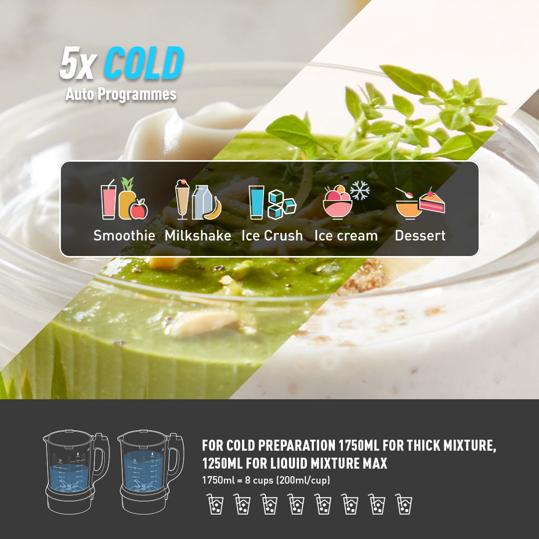 Tefal 2000W Ultrablend Silence High Speed Smart Blender Cooker (Hot & Cold) BL98S (Food ...