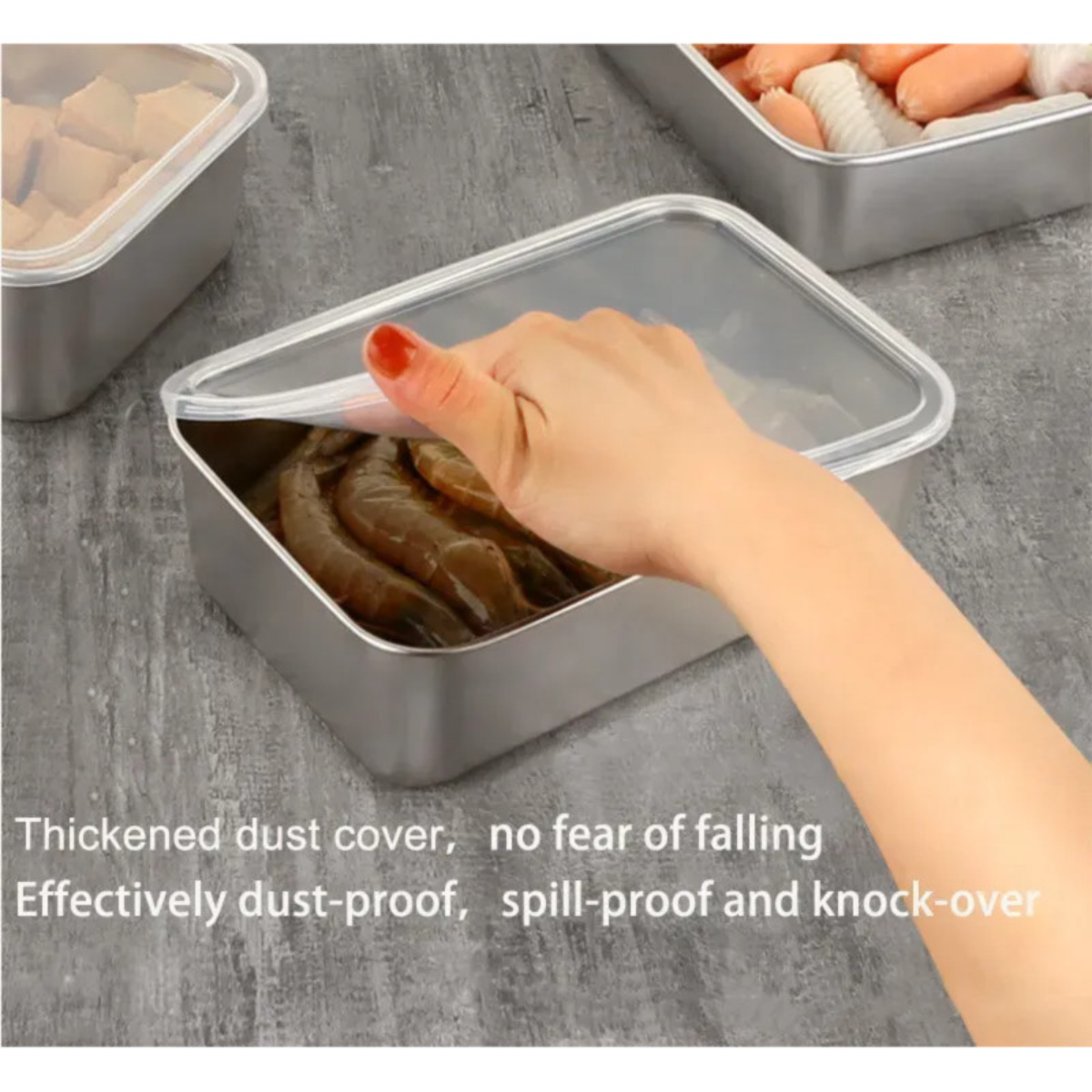 Stainless Steel Box Fresh-Keeping Storage Box With Lid Organizer Seal ...