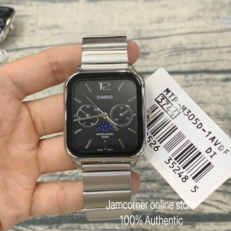 100% ORIGINAL CASIO MTP-M305 Series Stainless Steel & Leather Strap ...