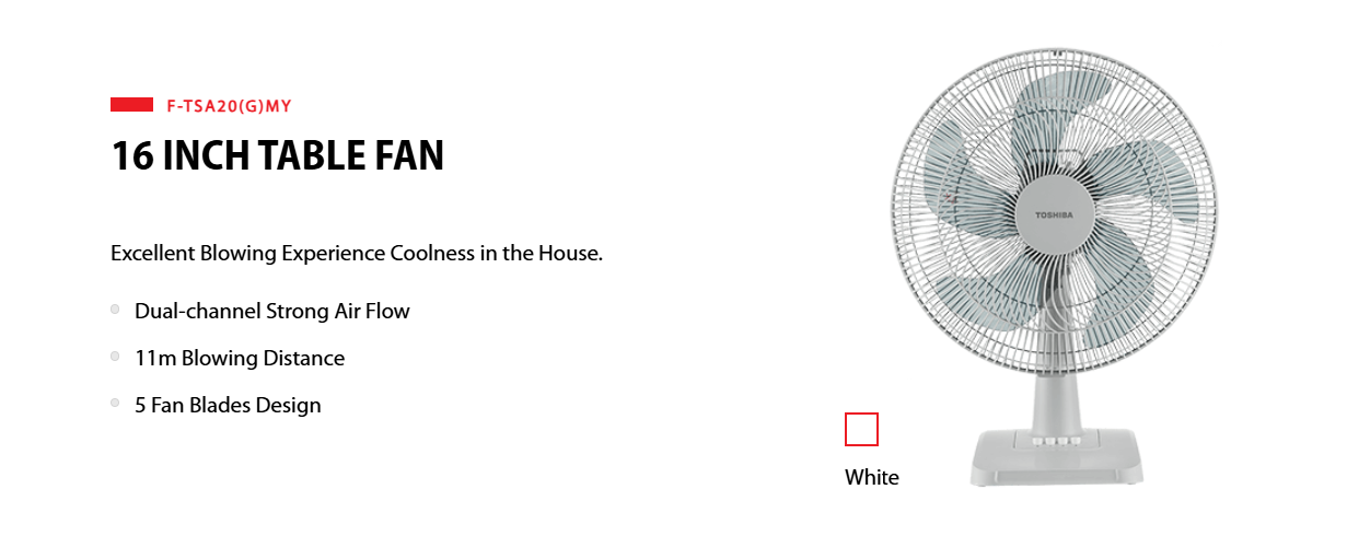 Toshiba Table Fan 16 Inch 5 Blades Desk Fan Kipas Meja Angin Kuat (16") F-TSA20(G)MY | Shopee ...