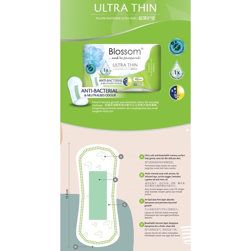 Blossom Twin Pack Ultra-Thin Sanitary Pads Value Pack | Shopee Malaysia