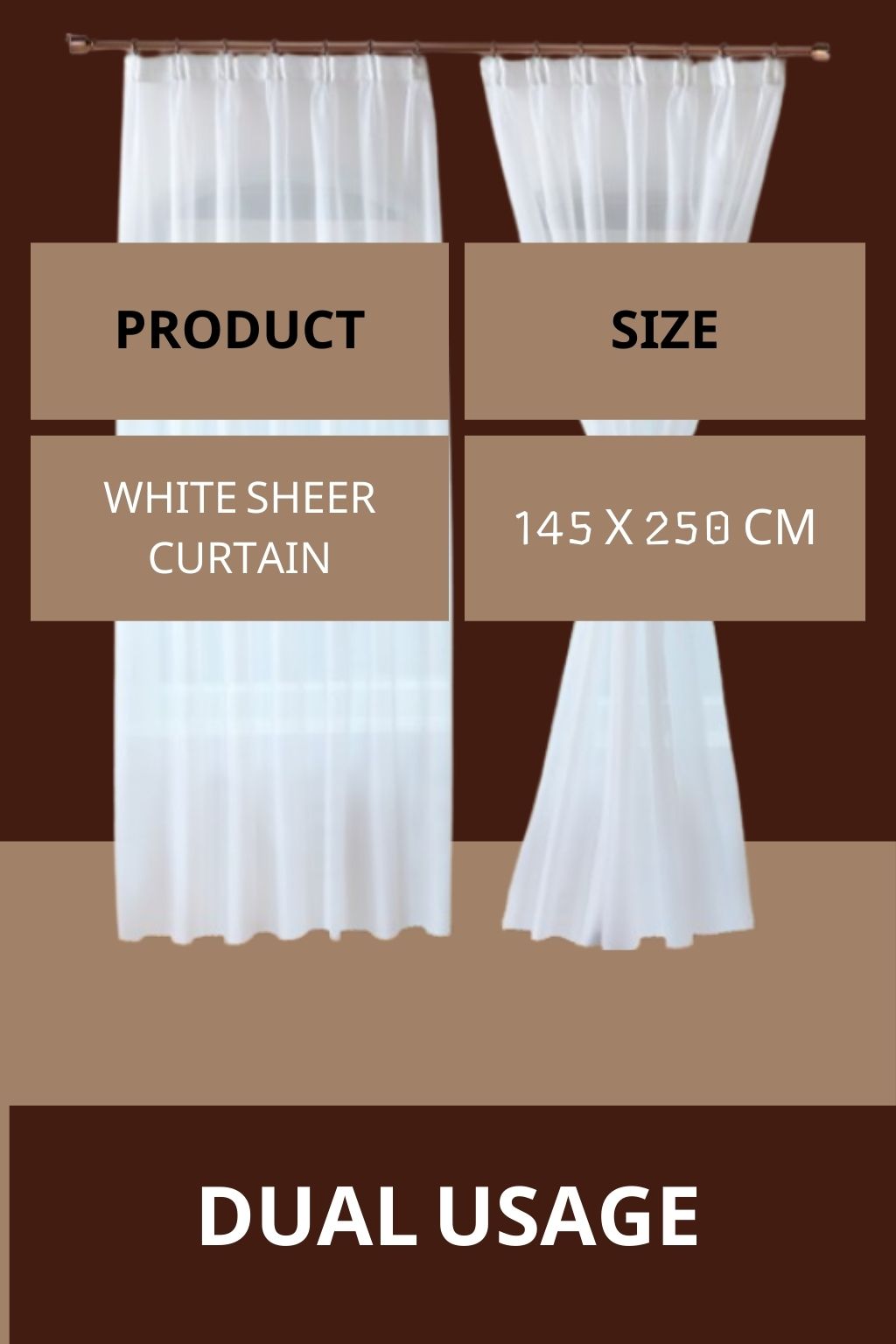 #LTSP AUSIMO SHEER WHITE LANGSIR Lining JARANG PUTIH IMPORTED MATERIAL ...
