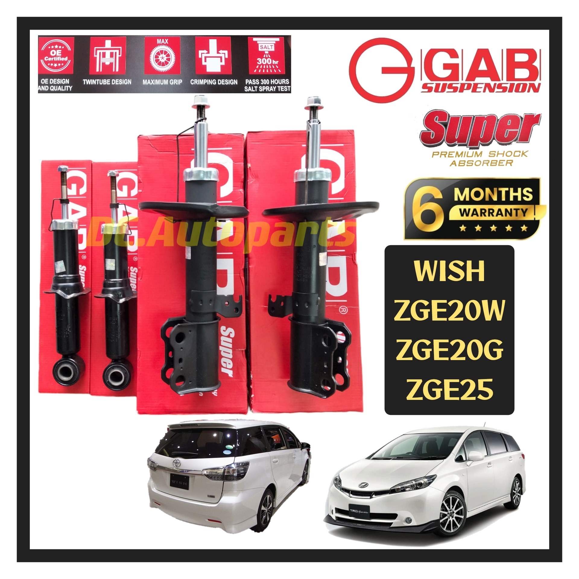 ORIGINAL GAB SUPER PREMIUM ABSORBER TOYOTA WISH 1.8 ZGE20W ZGE20 ZGE25 ...