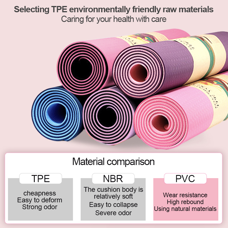 Thick TPE Yoga Mat Non Slip Carpet Mat Fitness Gym Mats Yoga Mat 6MM ...