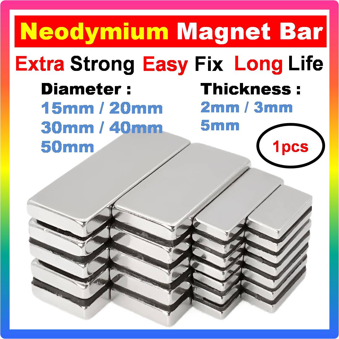 1pcs | Neodymium Magnet Bar | Strong Magnetic Block | Magnet Fridge ...