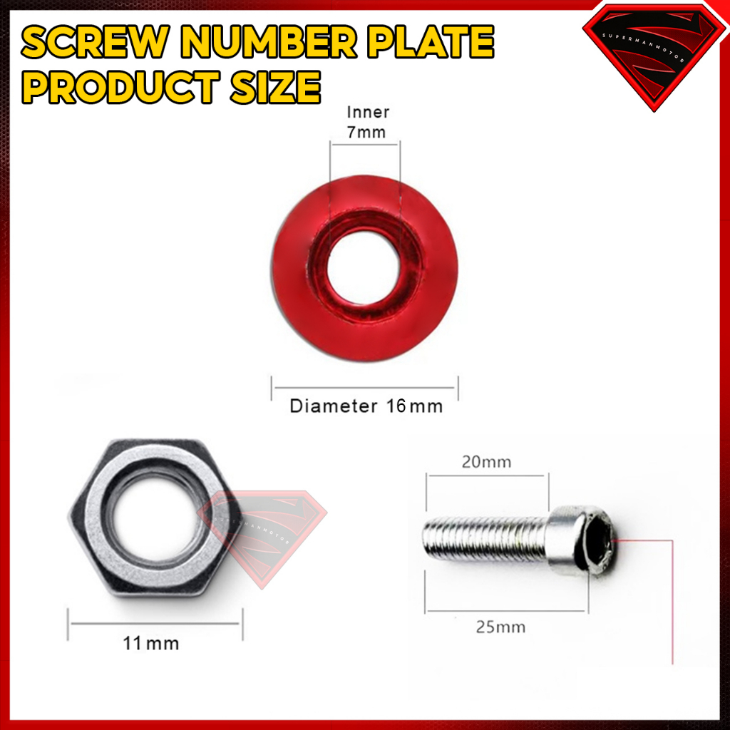 M6 NUMBER PLATE SCREW & NUT BODY COVER SET SCREW ( 20PCS ) UNIVERSAL ...