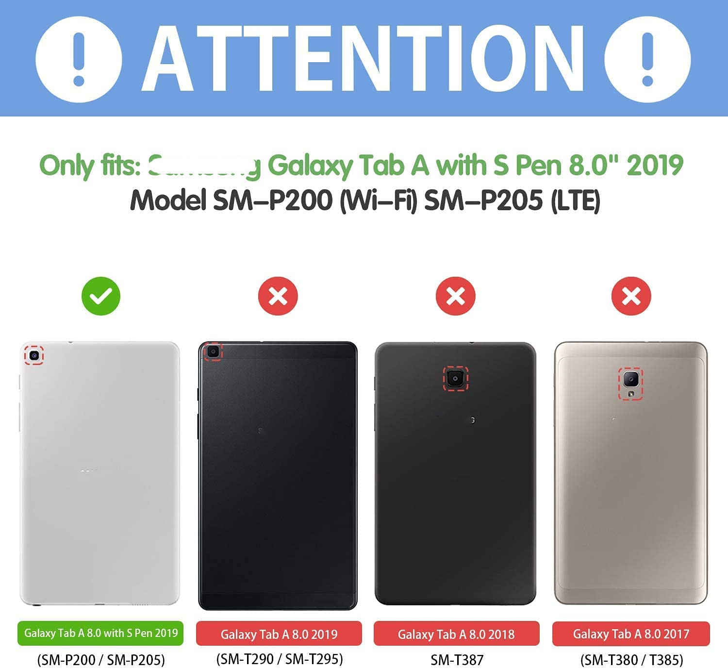 Samsung Galaxy Tab A 8.0 Case P205 P200 With S Pen - Flip Cover, Stand ...