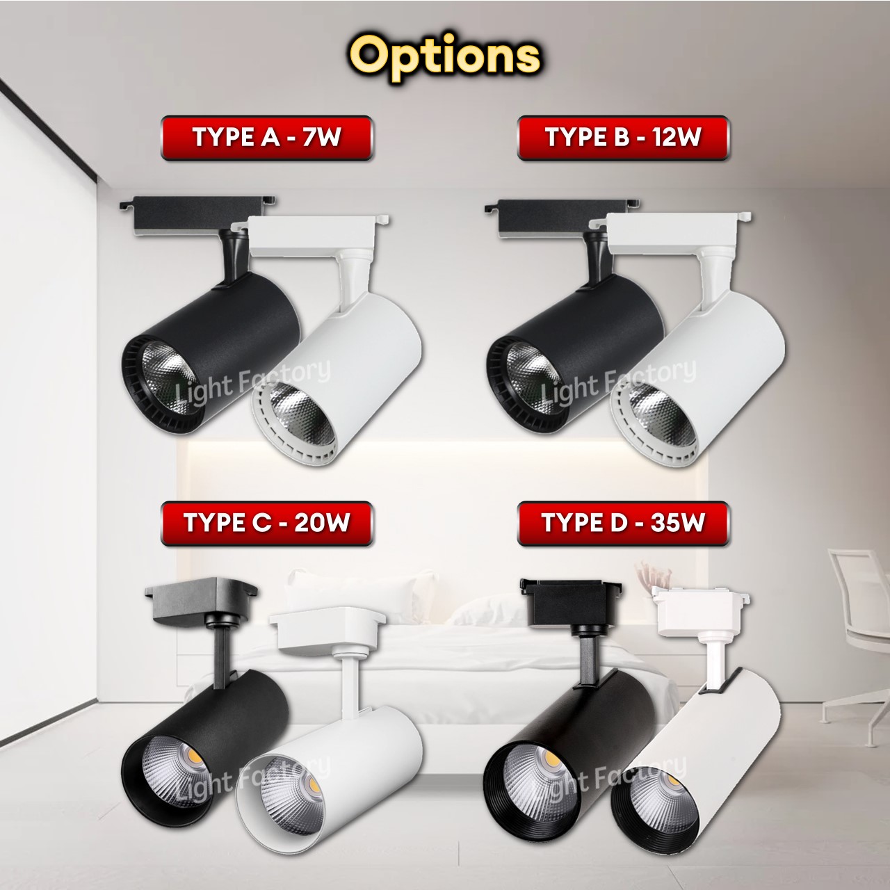 🔥HOT🔥 Lampu Track Light LED 7W 12W 20W 35W Black/White COB LED ...