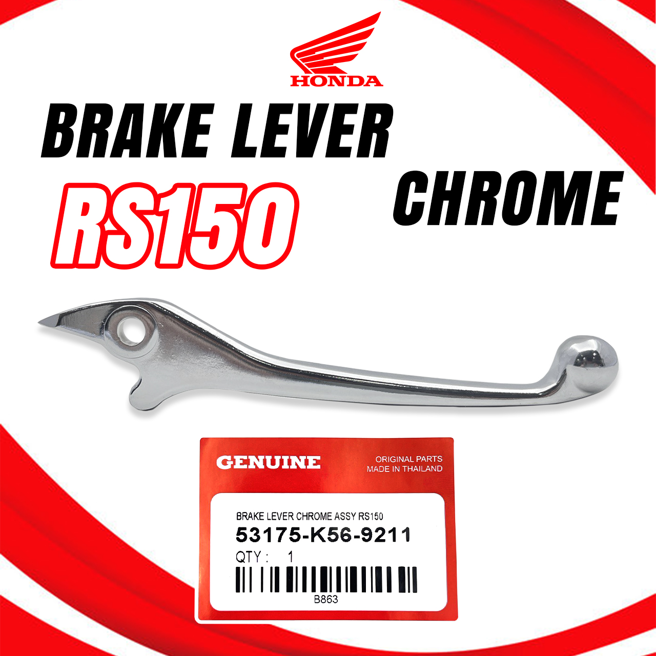GENUINE BRAKE LEVER CHROME HONDA EX5/GBO/C70/GBOJ/RS150/RSX150/RS150R ...
