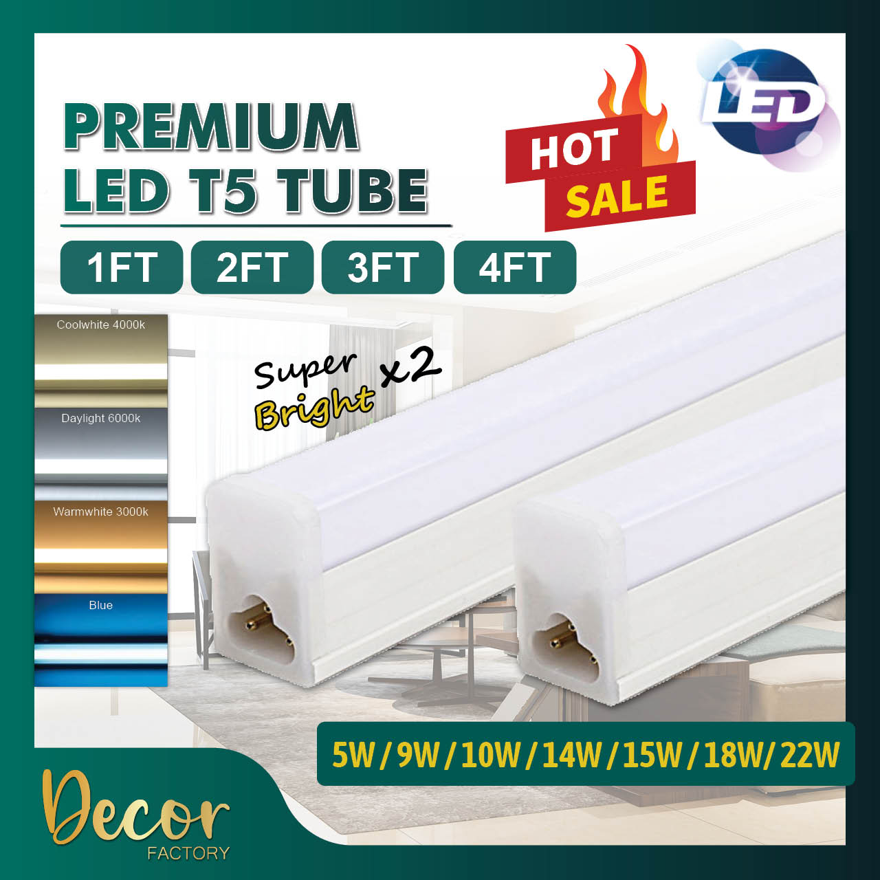 PREMIUM LED T5 Tube Light Wall Ceiling Strip Lighting Lampu T5 LED ...