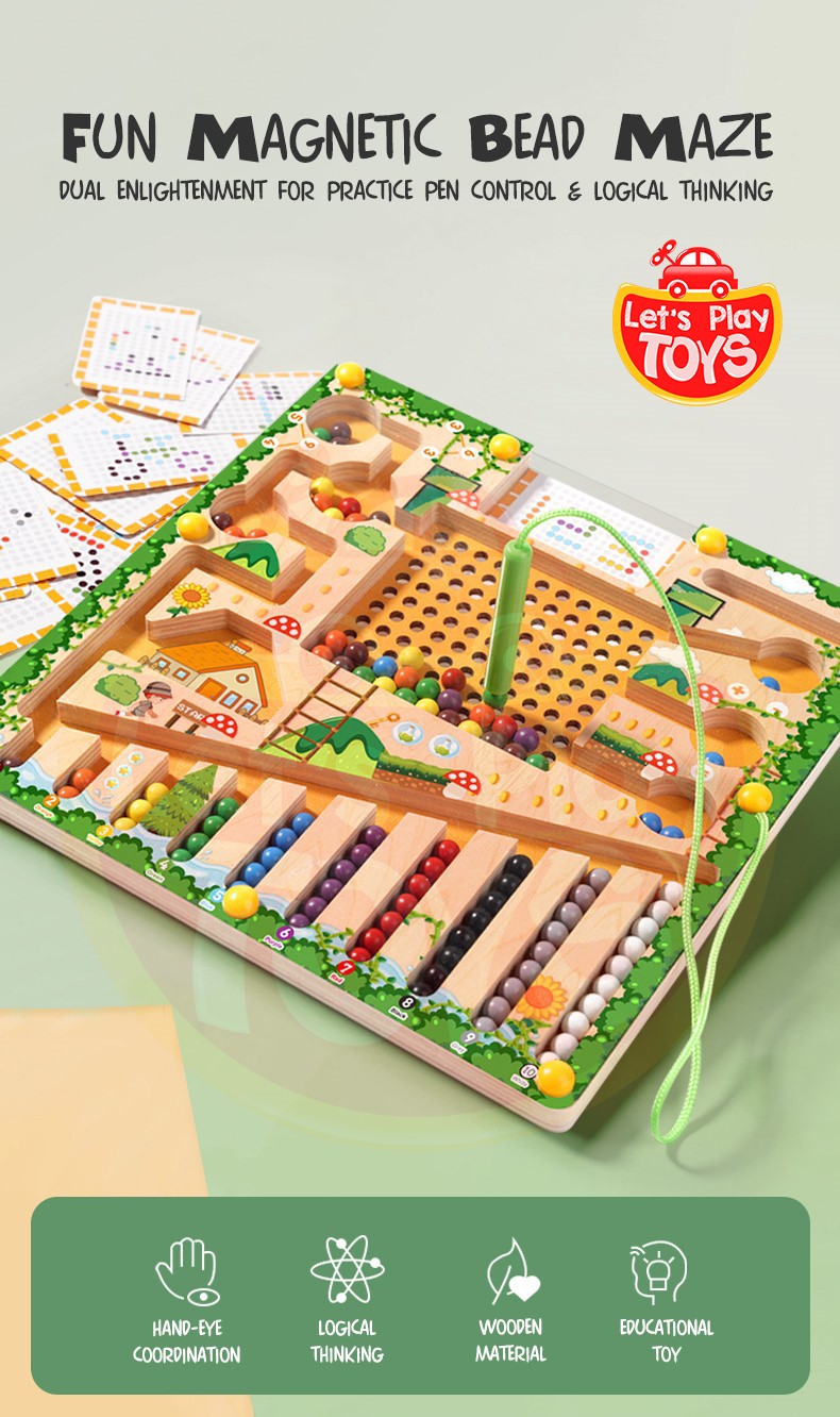 Magnetic Color & Number Bead Maze Puzzle Board Preschool Learning ...