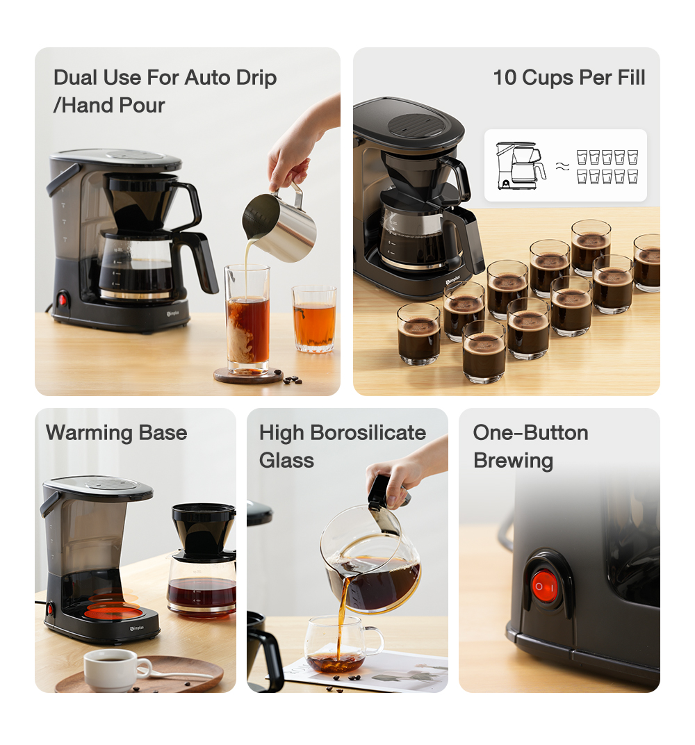 Simplus Dual Use Coffee Maker | 1.25L Capacity |10 Cups Auto Drip ...