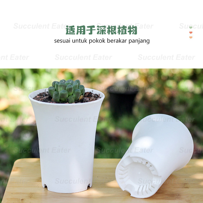 Flower Pot Pasu Bunga Round Thick Tall Plastic Succulent Cactus Pots ...