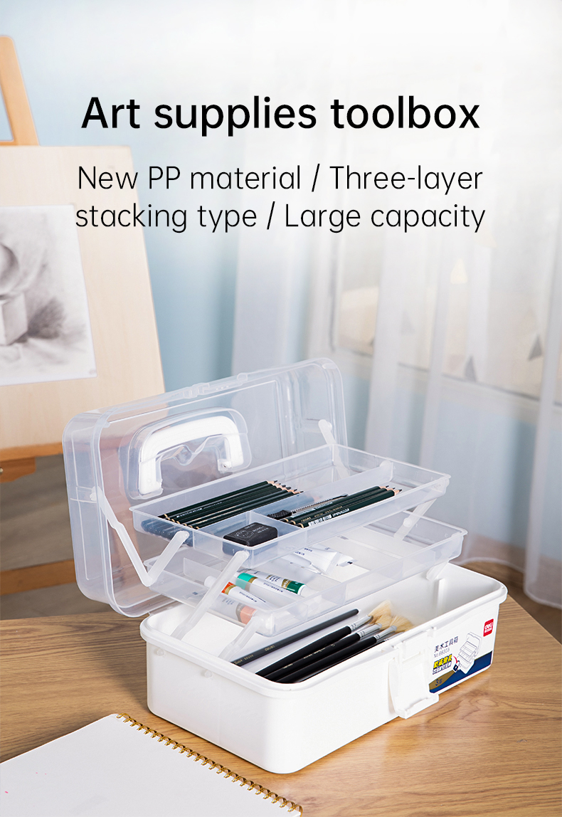 Deli 3-Tier Multipurpose Toolbox Art Storage Box Painting Tools ...