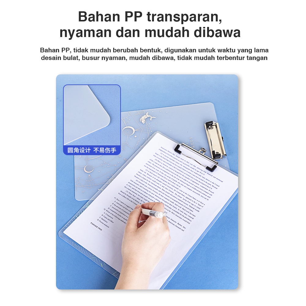 Deli Transparent A4 Clipboard (225x315MM) Paper Clip Board Document ...
