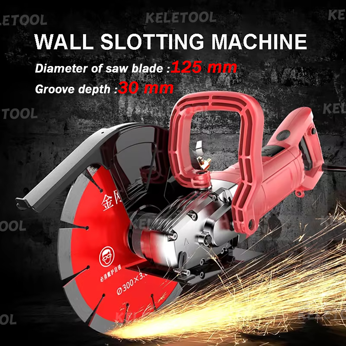 30MM 4500W Multi-Function Wall Slotting Machine Cutter Groove Cement ...
