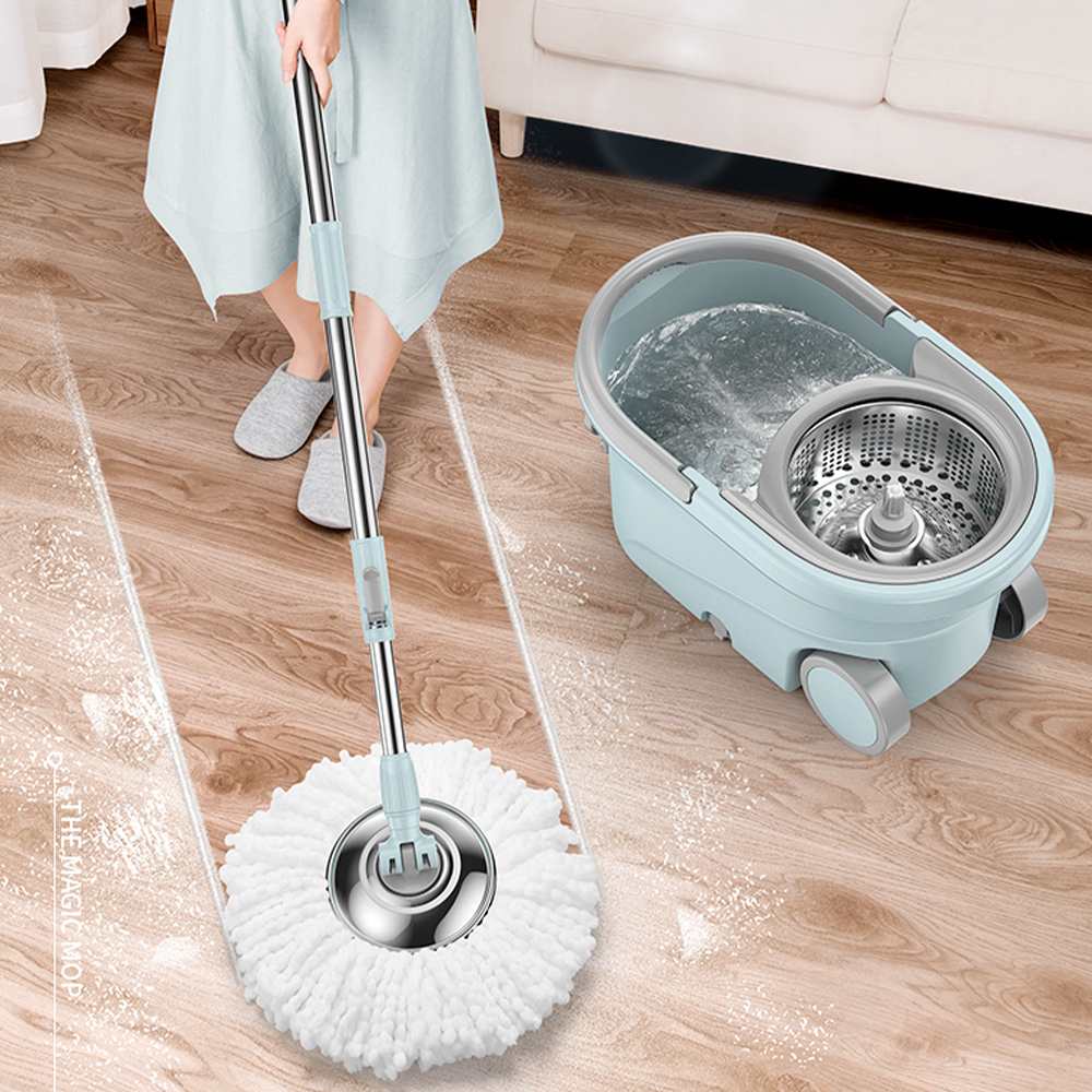 Worthbuy 360° Spin Mop Set Mop Set Wheel Bucket Microfiber Mop Floor ...