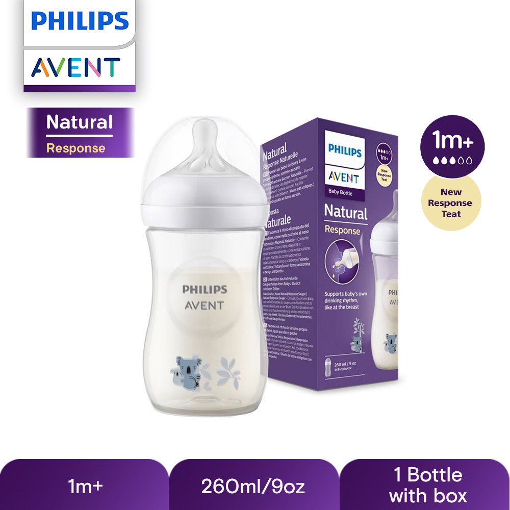 Philips Avent Natural Response Baby Bottle 1m+ (9oz/260ml x 2) - Koala ...