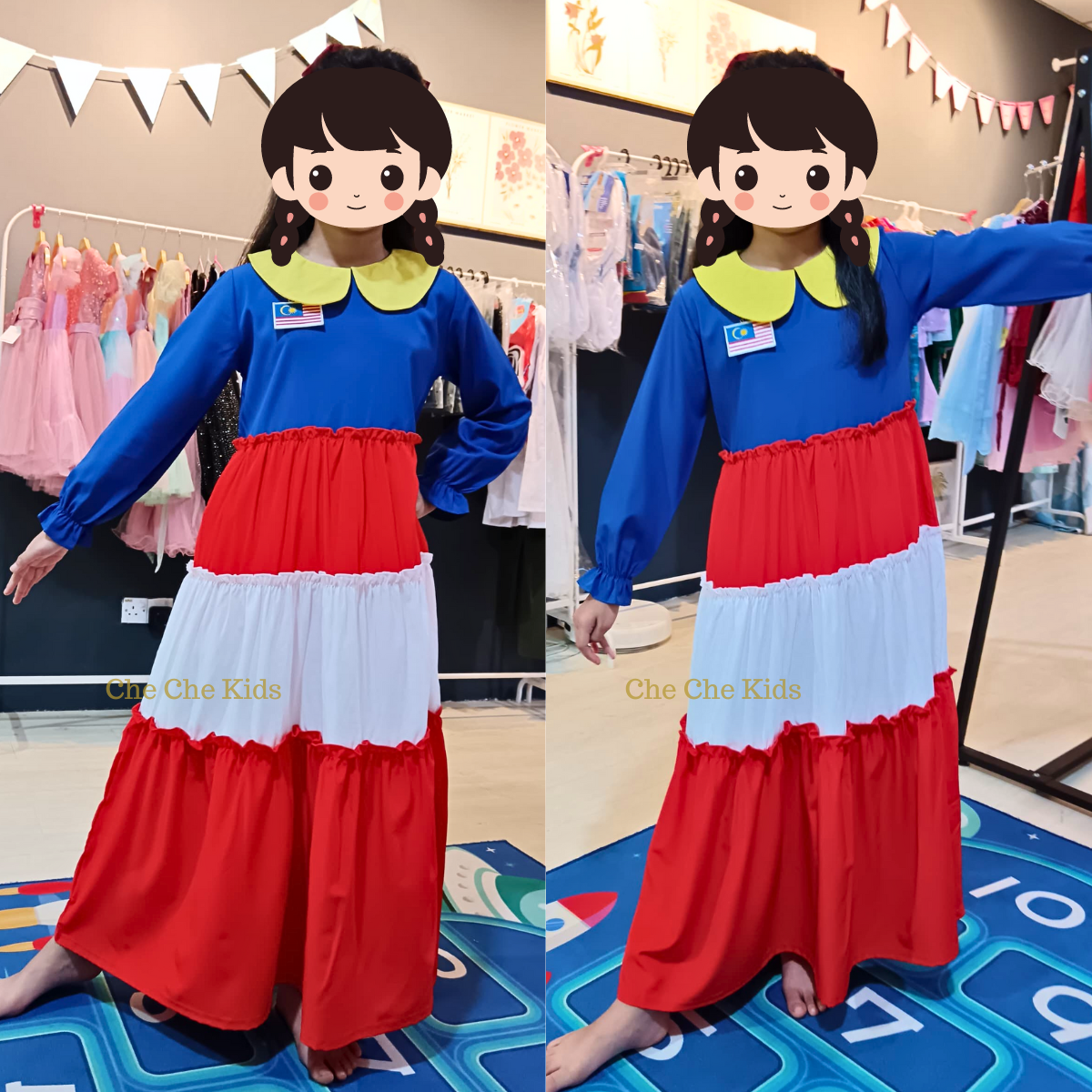 Kids Girl Merdeka Dress Cotton Kanak-kanak Perempuan Lengan Panjang ...