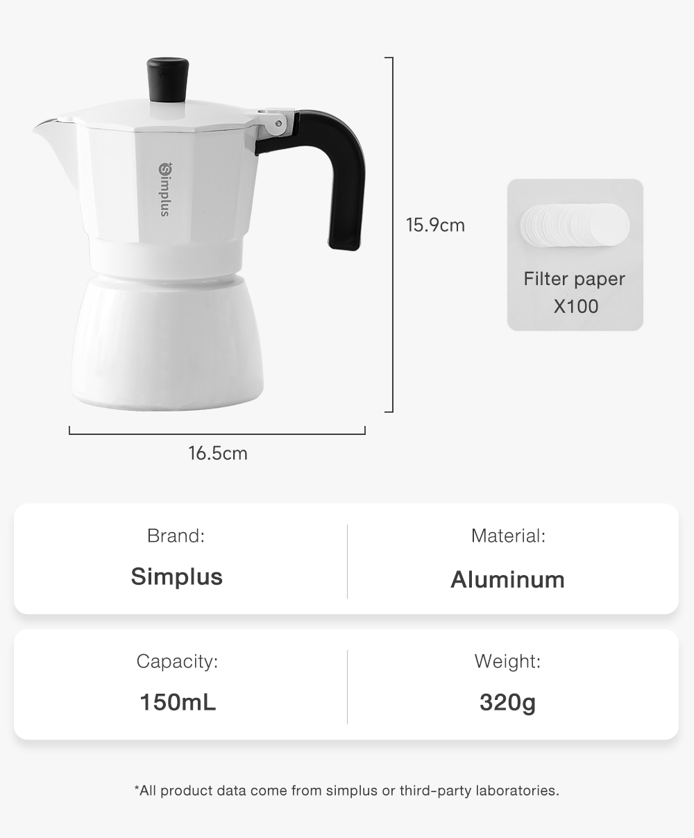 Simplus Moka Pot | 150mL | Single-Valve High-Pressure Extraction ...